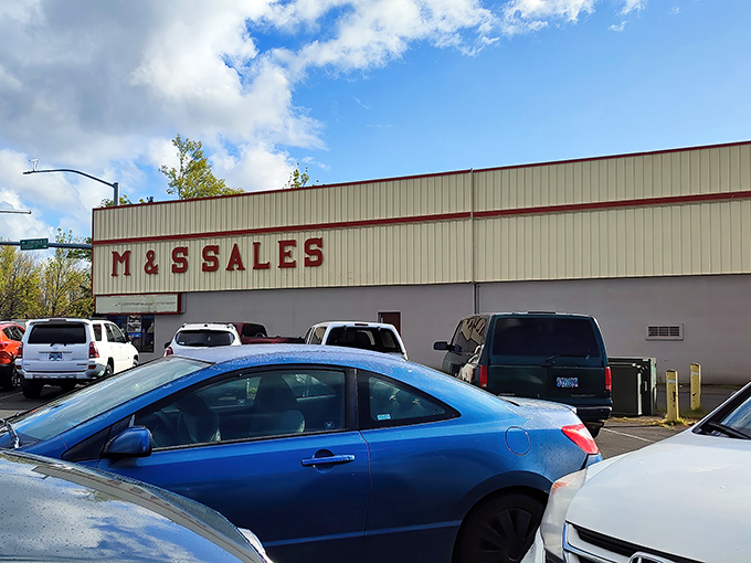 M & S Sales doesn't waste time on fancy frills&mdash;just bold red letters promising exactly what you'll find inside: serious deals for serious shoppers.