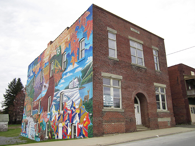 Bold colors and rich history&mdash;this mural in Mount Jewett turns a brick wall into a vibrant celebration of Pennsylvania&rsquo;s past and culture.