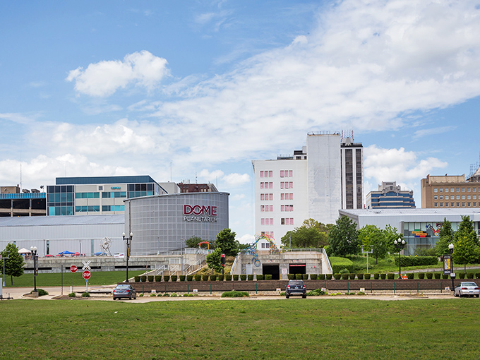 Peoria's skyline reflects off the Illinois River like nature's own postcard—no Instagram filter needed.
