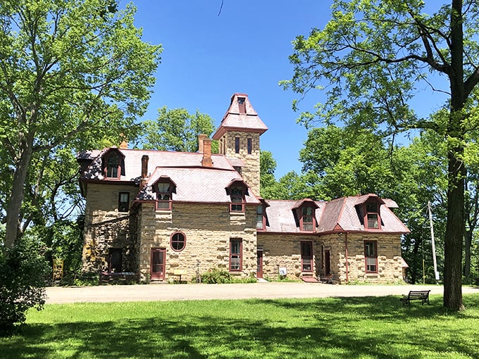 Mac-A-Cheek Castle's stone tower stands guard over the Ohio countryside like a sentinel from another era.
