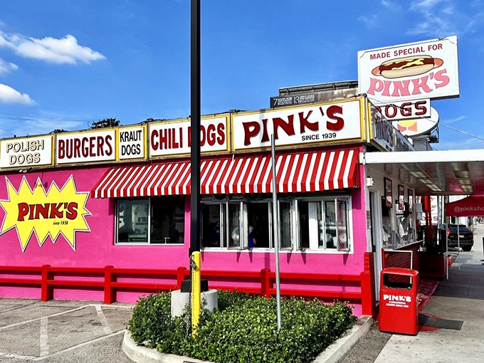Pink's vibrant facade is as bold as its hot dog creations - a true Hollywood landmark that lives up to the hype.