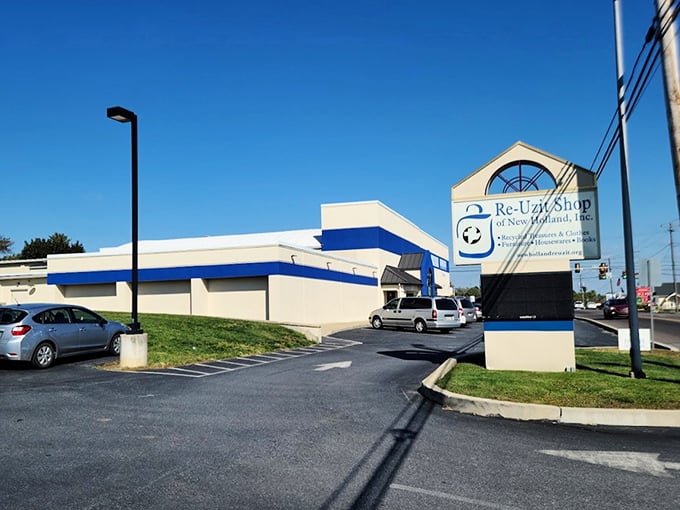 The Re-Uzit Shop's charming exterior belies the wonderland of unique finds waiting just beyond those doors.