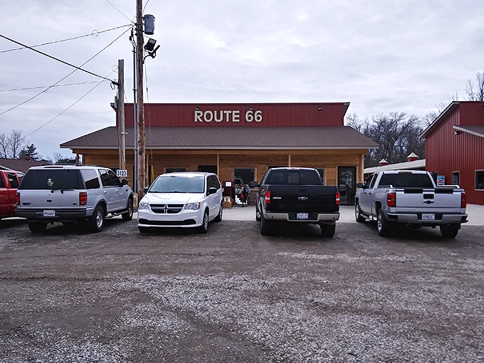 The Mother Road's marketplace stands ready for roadtrippers and locals alike. Even pickup trucks seem to gather here like old friends.