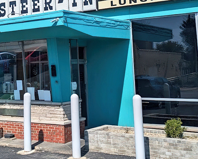 Steer-In: That turquoise facade isn't just eye-catching&mdash;it's a beacon for breakfast lovers seeking refuge from boring cereal.