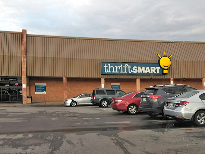 ThriftSmart's cheerful logo brightens even cloudy shopping days. That happy lightbulb knows you're about to have your own bright idea! 