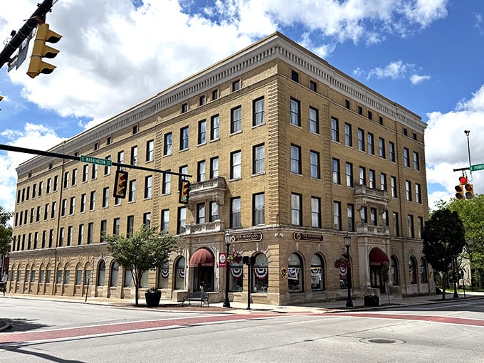 Tiffin's Main Street intersection captures that perfect small-town crossroads feeling we all remember from childhood.