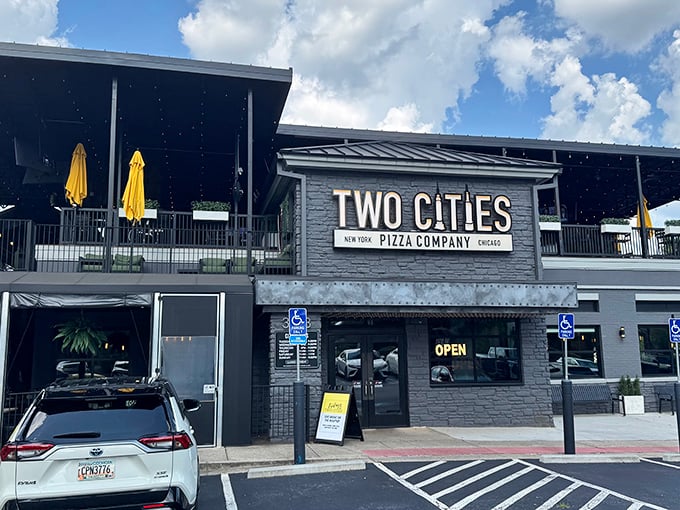 Two Cities brings NYC swagger to Suwanee, complete with a taxi that's permanently parked for pizza.