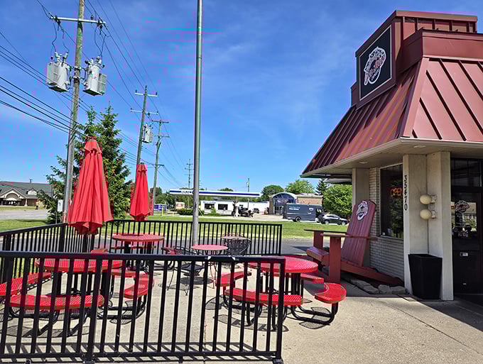 Those cheerful red picnic tables aren't just for show&mdash;they're front-row seats to some of Michigan's finest diner fare.