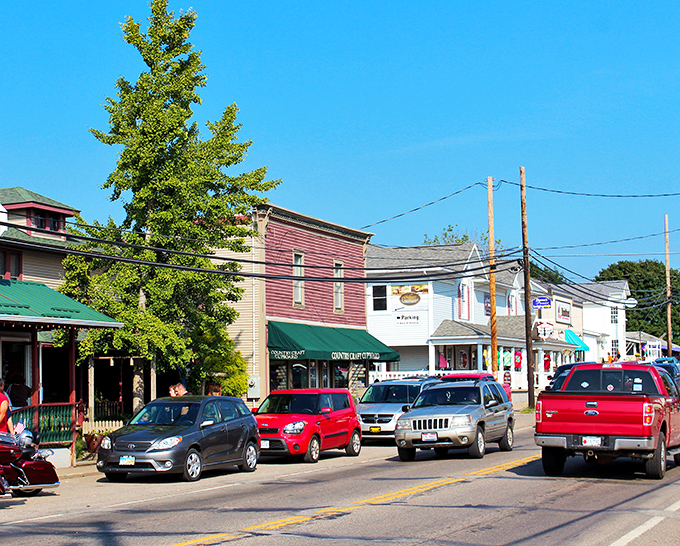 Colorful storefronts line Berlin's welcoming downtown, where tourists visit but locals enjoy year-round affordable living.