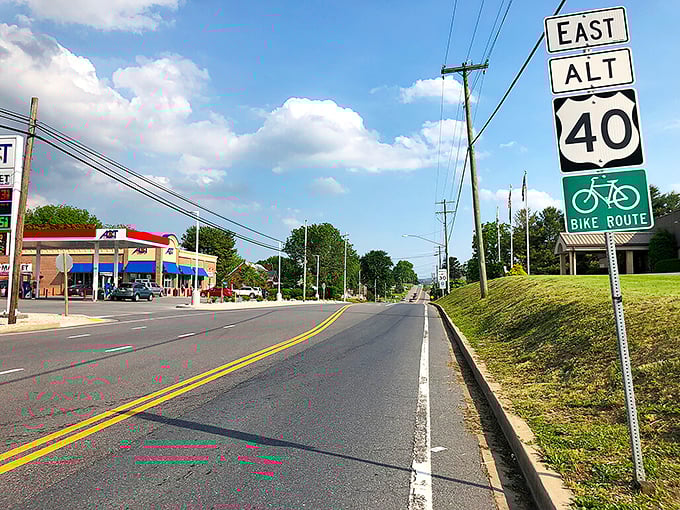 Main Street in Boonsboro: where traffic lights are suggestions and waving to strangers is practically the law. 