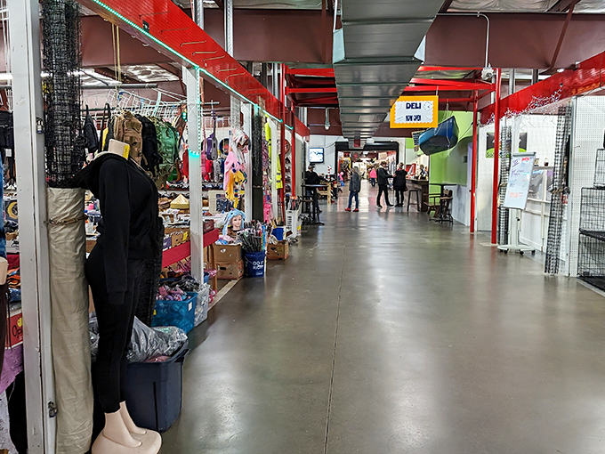 Bargain central! Caesar Creek's colorful vendor displays create a patchwork of possibilities for shoppers seeking deals and unique finds.