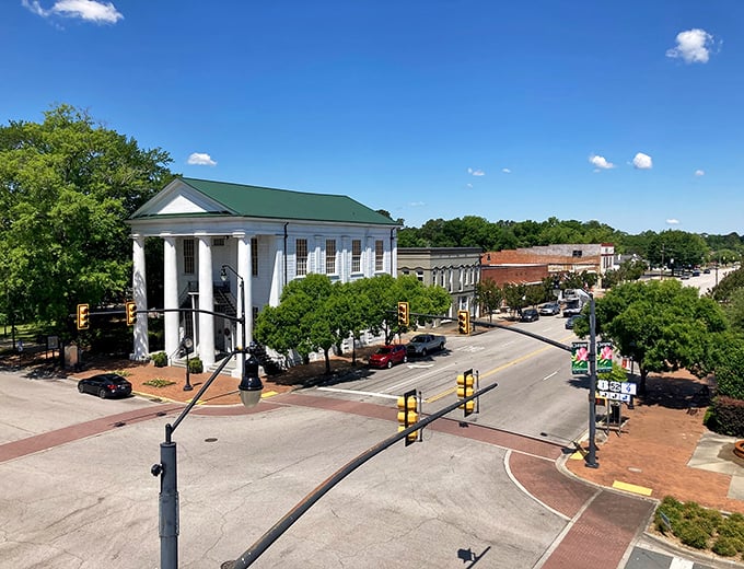 The courthouse stands guard over downtown like a dignified grandfather watching over his domain.