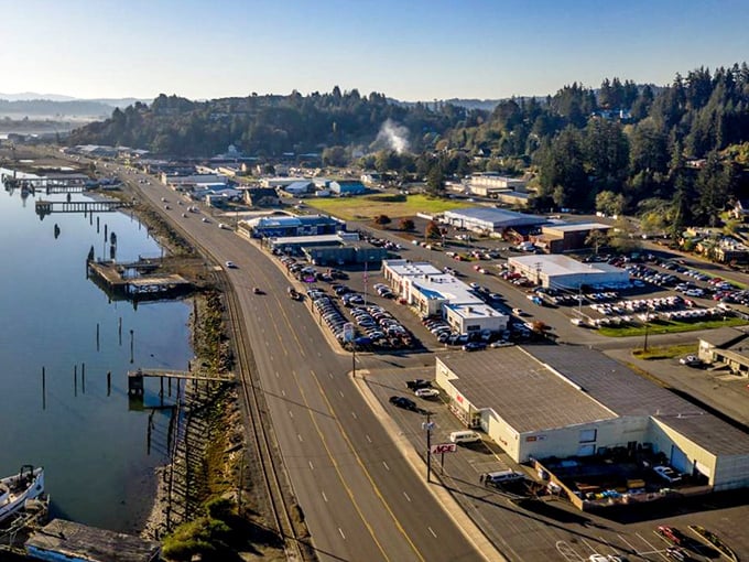 Nestled between hills and harbor, Coos Bay's colorful buildings and homes create a patchwork quilt of affordable coastal living options.