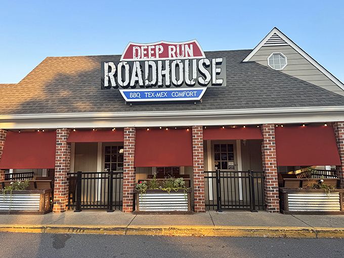 Those red awnings aren't just for show&mdash;they're signaling that serious flavor awaits inside Deep Run Roadhouse.