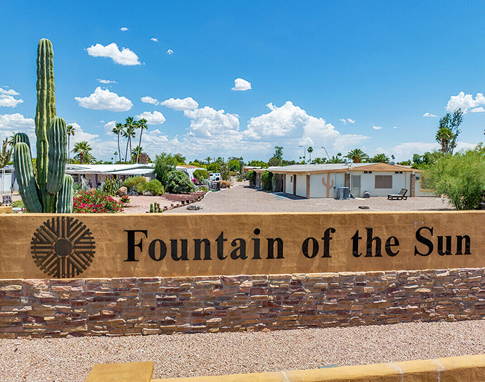 Pool days are everyday affairs in Arizona. Blue umbrellas stand ready to provide shade when the famous sunshine gets a bit too enthusiastic.