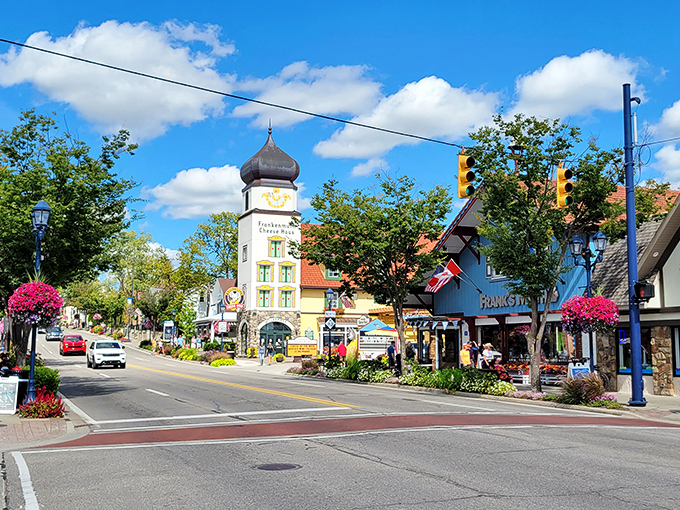 Frankenmuth's colorful German-inspired buildings and flower displays make you feel like you've stumbled into a European village that happens to serve enormous chicken dinners.