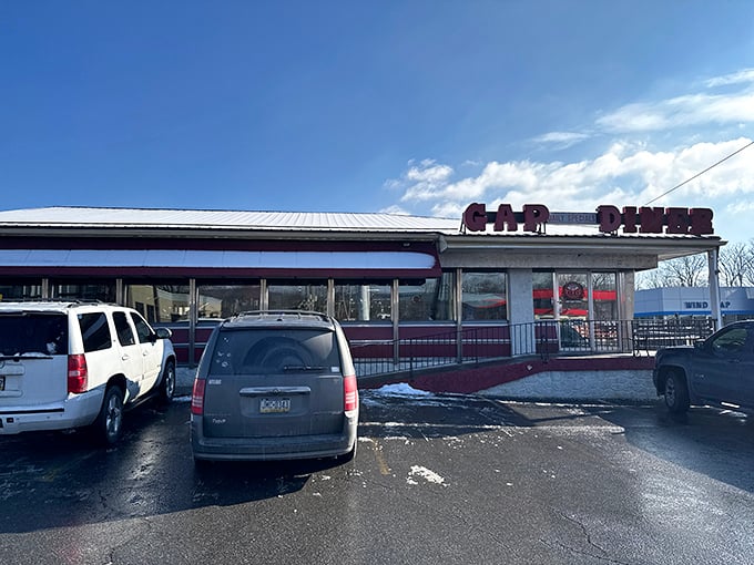 Winter or summer, the Gap Diner's neon sign glows with the promise of gravy and good times inside.