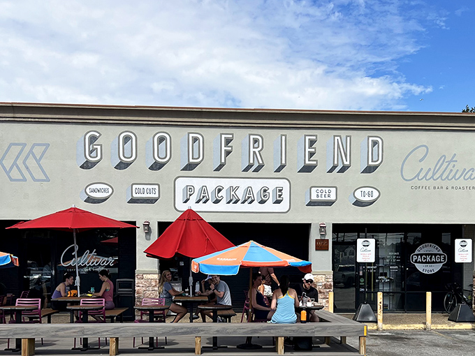 The bold lettering on Goodfriend's facade makes a promise that the sandwiches inside absolutely keep.