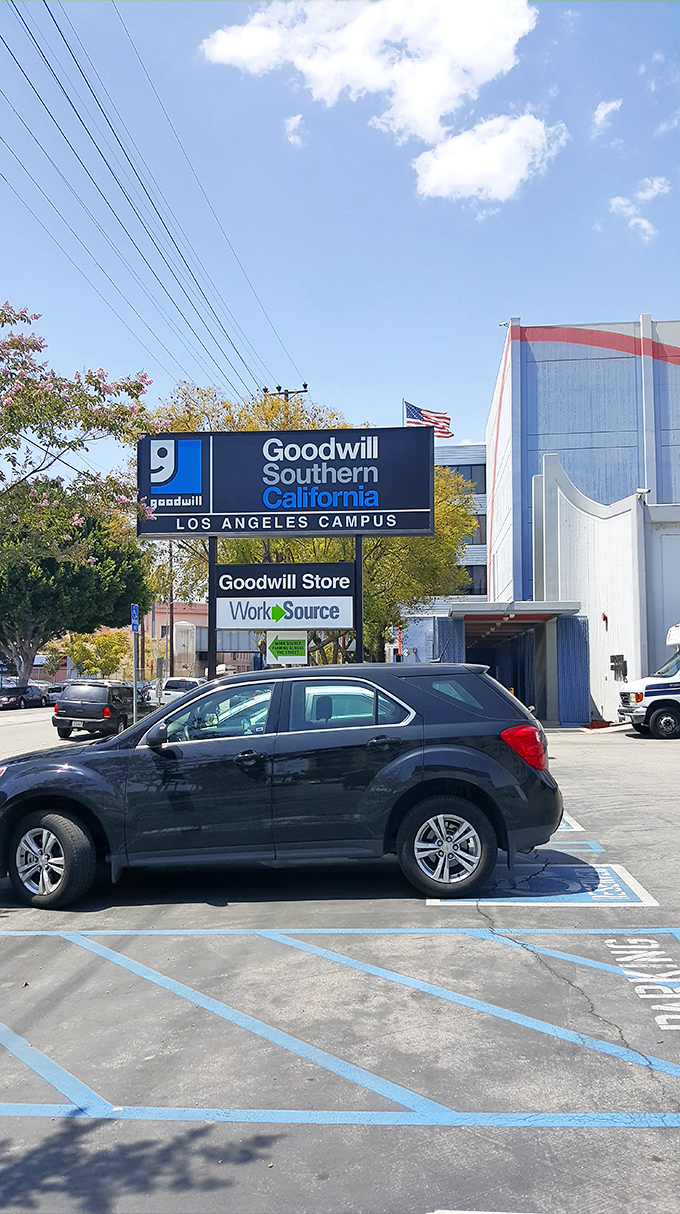 This Goodwill sign marks the spot where one person's "I'm over it" becomes another's "I've been looking everywhere for this!"