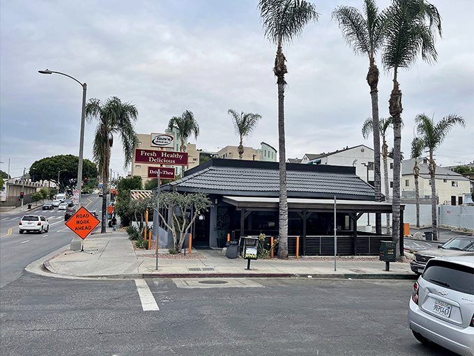 Modern meets retro in this sleek setup where fresh ingredients dance with timeless drive-in tradition.