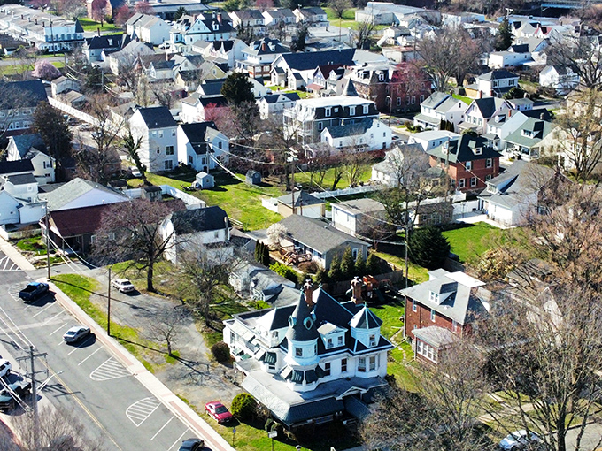 The aerial view of Havre de Grace reveals a community where neighbors can still borrow a cup of sugar without texting first.
