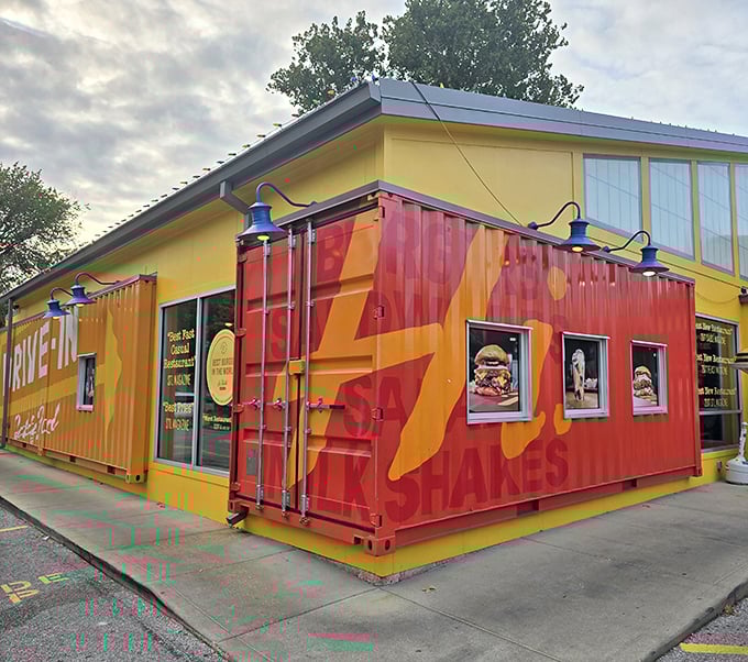 The shipping container addition gives Hi-Pointe Drive-In industrial-chic flair. It's where traditional burger craftsmanship meets Instagram-worthy presentation.