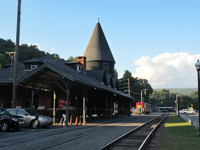 The historic train station in Jim Thorpe stands sentinel against the backdrop of Pennsylvania's "Little Switzerland."