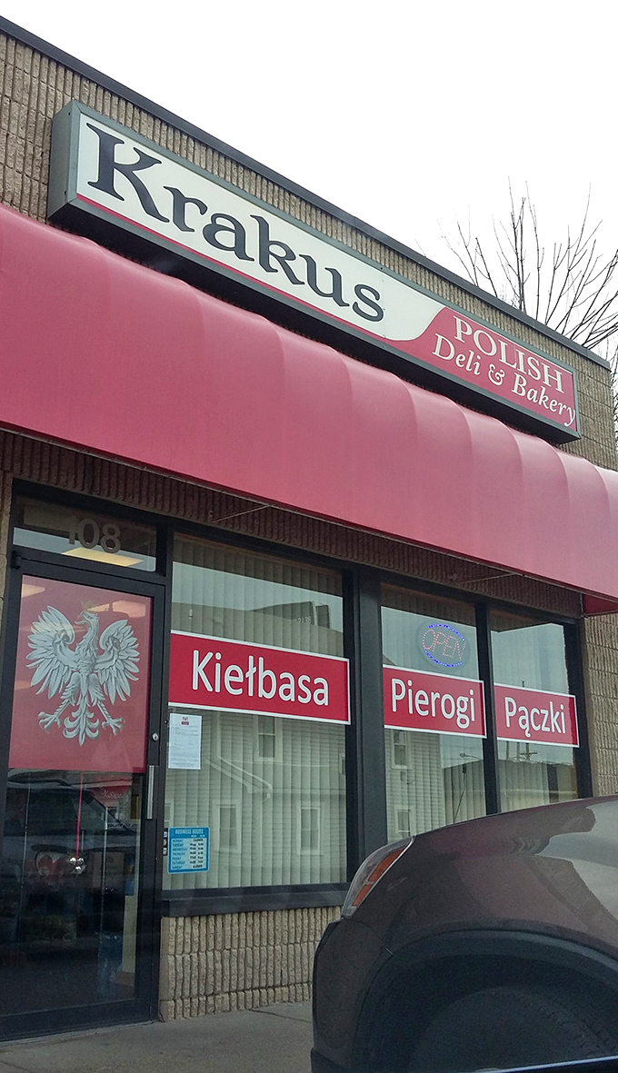 Behind that pink awning lies a wonderland of Polish delicacies where pierogi purists find their happy place.