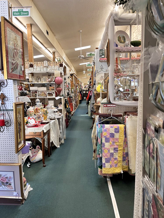 Like walking through your favorite aunt's attic, this cozy corridor overflows with colorful dishes and delightful surprises around every corner.