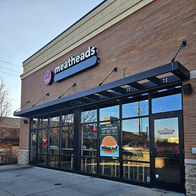 Meatheads' clean lines and happy hour sign promise a burger experience that's both civilized and wildly delicious. The best of both worlds!