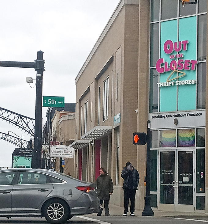 Standing proudly on a busy corner, this colorful thrift store serves both bargain hunters and an important cause.