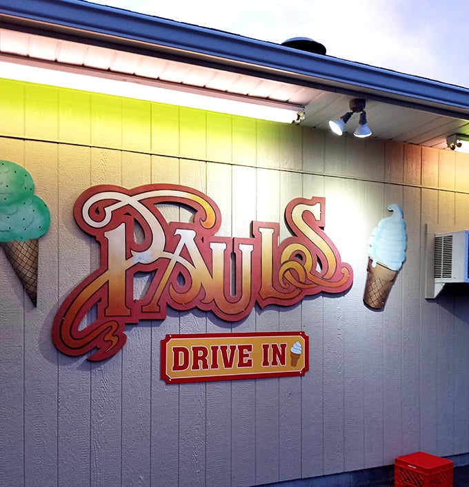 The cheerful yellow facade of Paul's looks like sunshine itself decided to get into the burger business.
