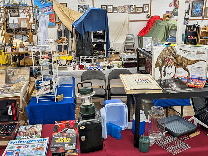 Inside this unassuming building lies a time machine disguised as a flea market, where yesterday's treasures await new homes.