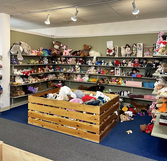 Stuffed animal heaven! This toy corner could turn any grandparent into the family hero on a tight budget.
