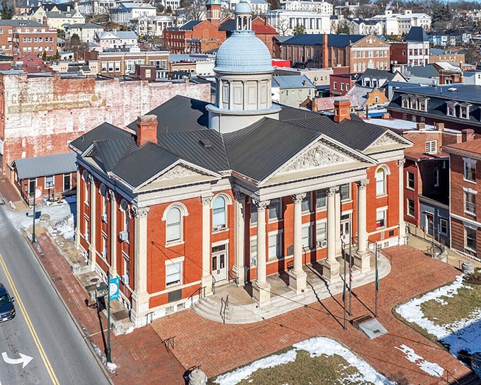 The classic architecture of Staunton's courthouse dome stands as a testament to the town's rich history.