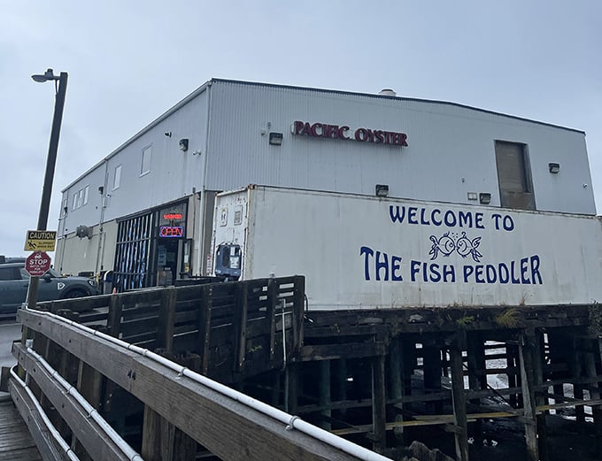 Industrial on the outside, seafood magic on the inside. This oyster operation proves the best restaurants don't need fancy facades.