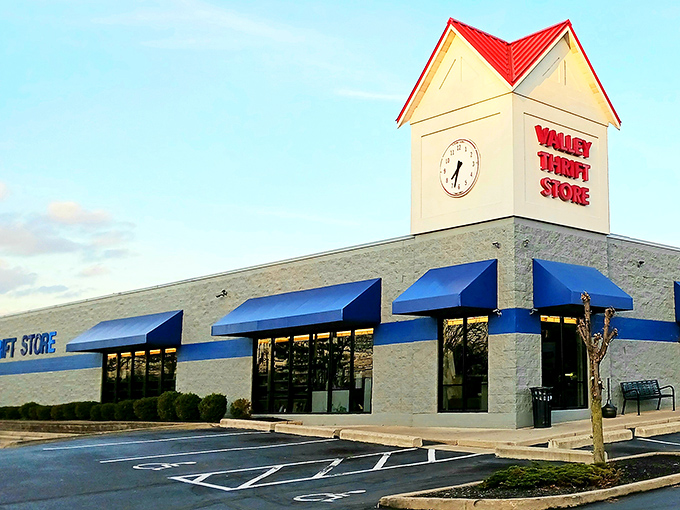 Valley Thrift's iconic blue awnings and clock tower stand as a landmark for the bargain-hunting faithful.