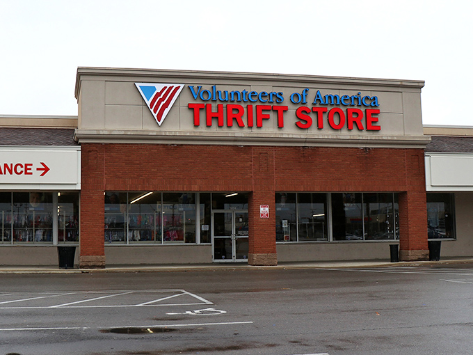 The clean brick facade houses a treasure trove of possibilities. One person's donations become another's delightful discoveries.