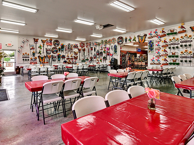 A feast for the eyes and soul! Walnut Creek's butterfly-themed dining area offers a whimsical rest stop between shopping adventures.