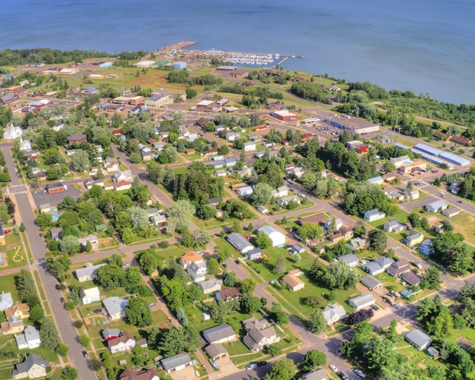 Coast Guard vessels ready for action in Washburn, where Lake Superior views come standard with small-town living.