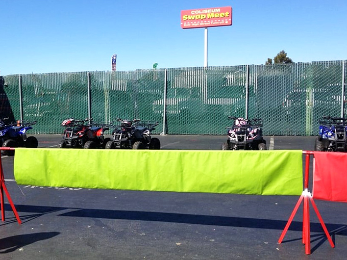 For the adventure-seekers, a lineup of ATVs awaits. Who knew a flea market could satisfy both your kitchenware needs and your need for speed?