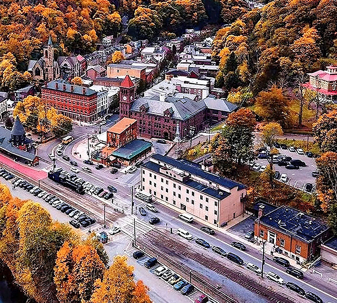 Autumn paints Jim Thorpe in fiery oranges and yellows, revealing how perfectly this little town nestles into its mountain valley like a jewel in nature's setting.