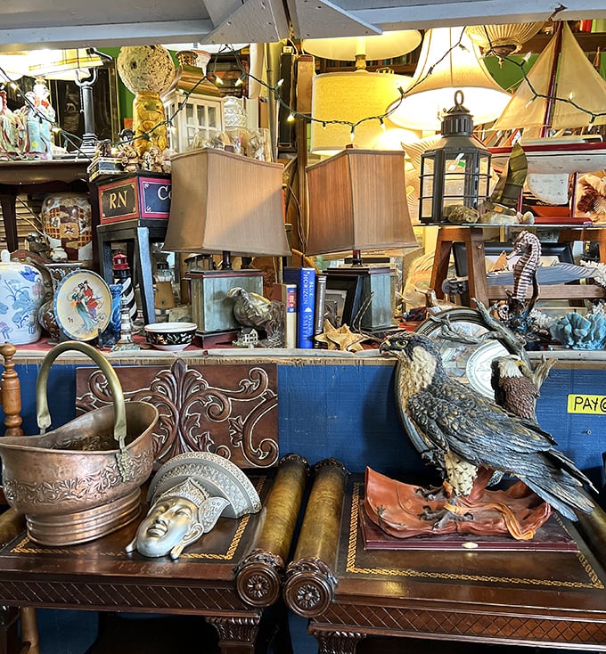 Every antique collector's fantasy&mdash;organized chaos where that perfect brass eagle or vintage lamp is just waiting to be discovered.