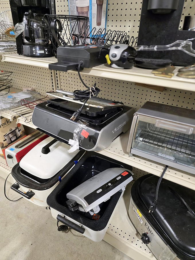 Kitchen gadget heaven! From sandwich presses to blenders, this appliance graveyard offers second chances at culinary greatness.