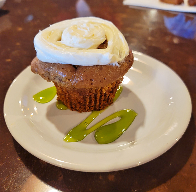 Who knew artichokes could satisfy a sweet tooth? This cupcake with its swirl of frosting and artichoke-green drizzle proves vegetables can have dessert ambitions too.
