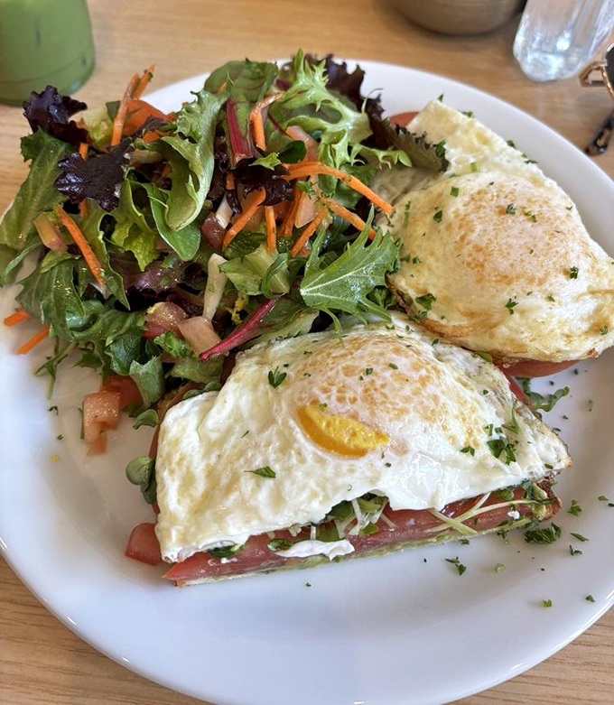 When eggs meet greens in perfect harmony. This plate proves that "healthy" and "delicious" aren't mutually exclusive terms in the breakfast universe.