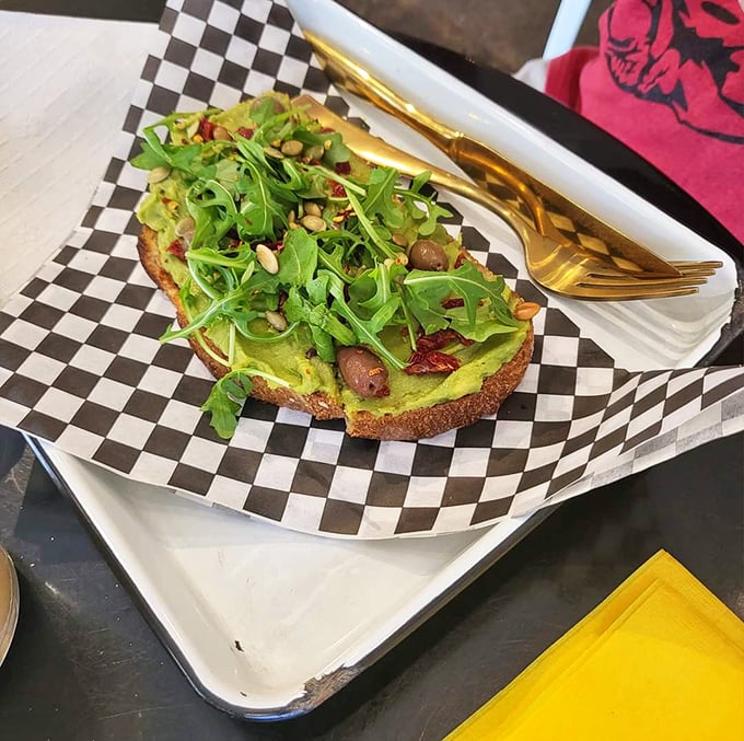 Avocado toast that actually deserves its Instagram fame &ndash; a garden of microgreens and seeds atop that creamy green gold we'd all mortgage our futures for.