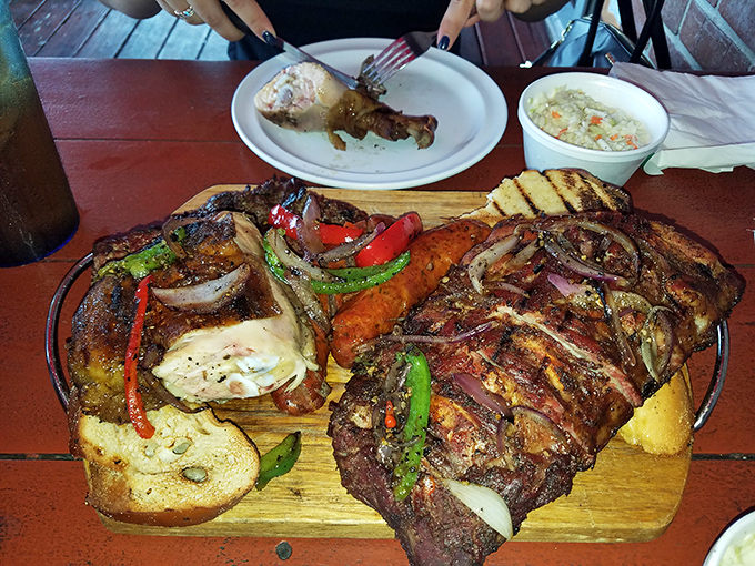 This wooden board doesn't just hold barbecue&mdash;it displays edible art. The char marks tell stories of flame and patience that your taste buds can't wait to hear.