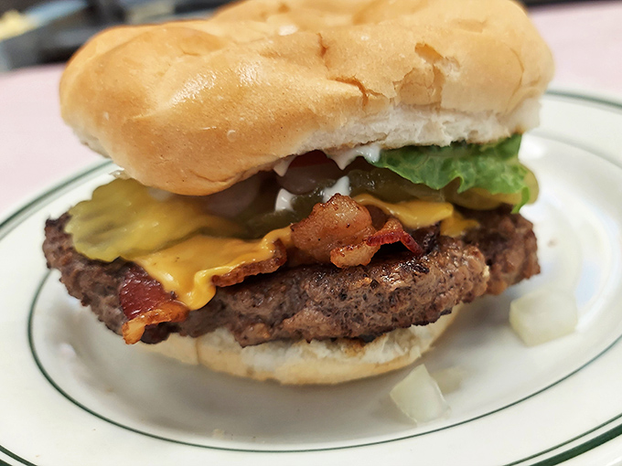 This isn't just a bacon cheeseburger&mdash;it's architecture. The perfect stack of beef, cheese, and bacon that makes you wonder why anyone bothers with fancy food.