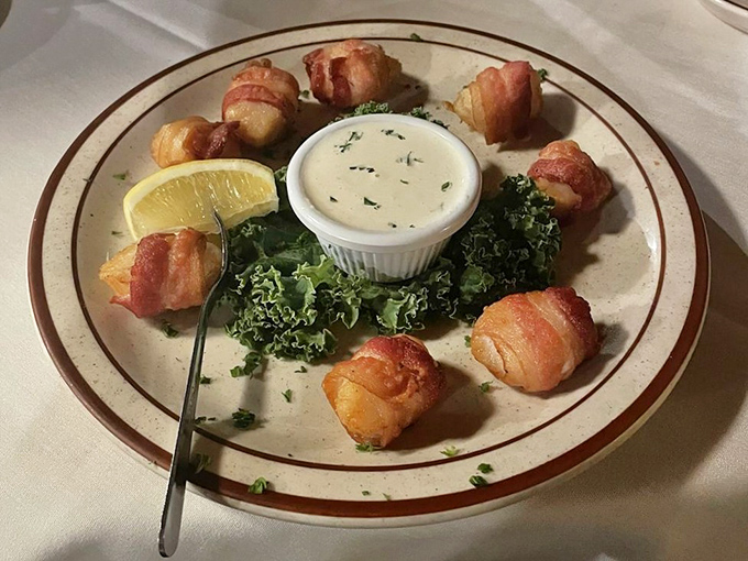 Bacon-wrapped scallops: where pork meets pearl. These little bundles of joy prove that sometimes the best relationships are the simplest ones. 